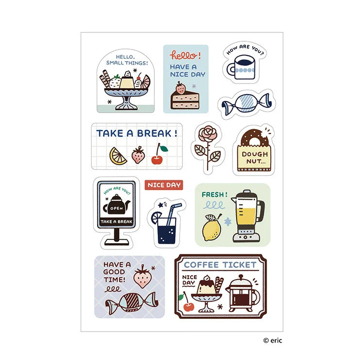 Sanby x Eric Small Things Multi-Sticker Sheet - 03 Tea Time – Dromgoole's Fine Writing Instruments