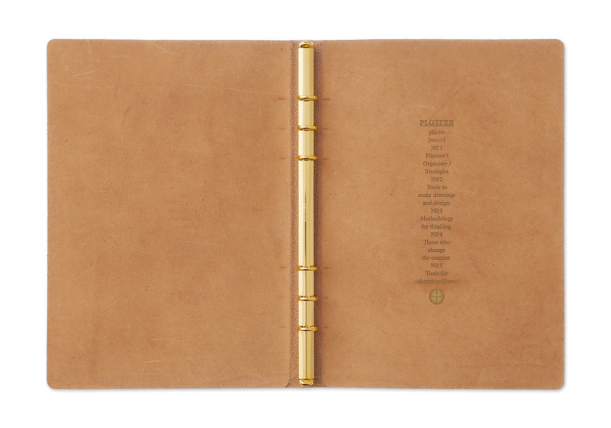 PLOTTER A5 Size Pueblo 6-Ring Leather Binder - Beige