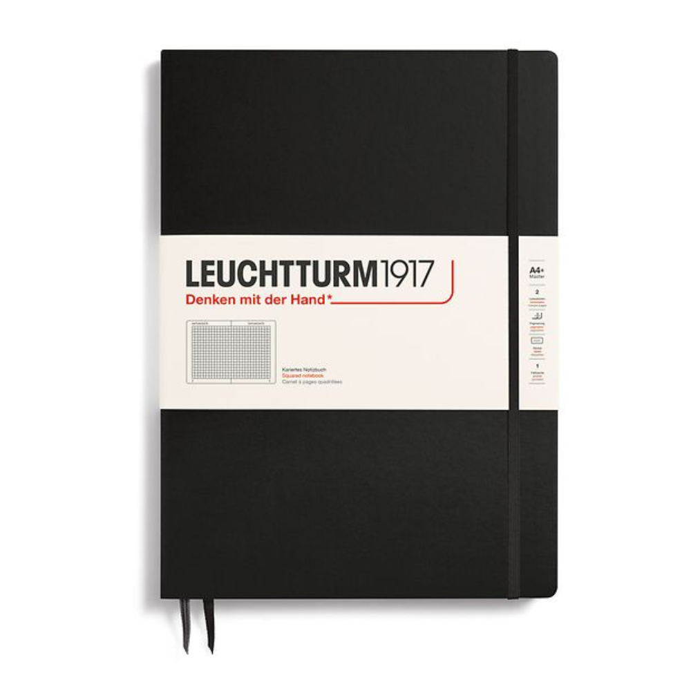 Leuchtturm1917 Master Slim A4+ Hardcover Squared Notebook - Black ...