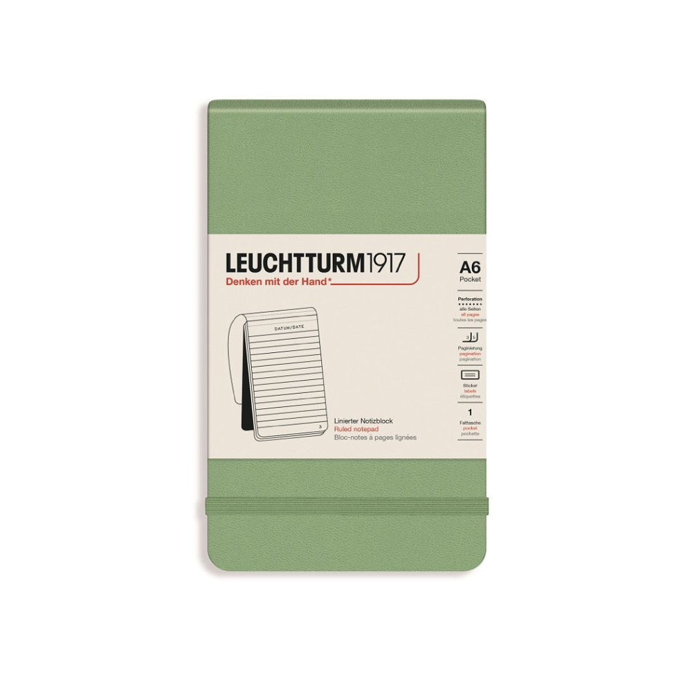 Leuchtturm1917 A6 Pocket Hardcover Ruled Notepad - Sage