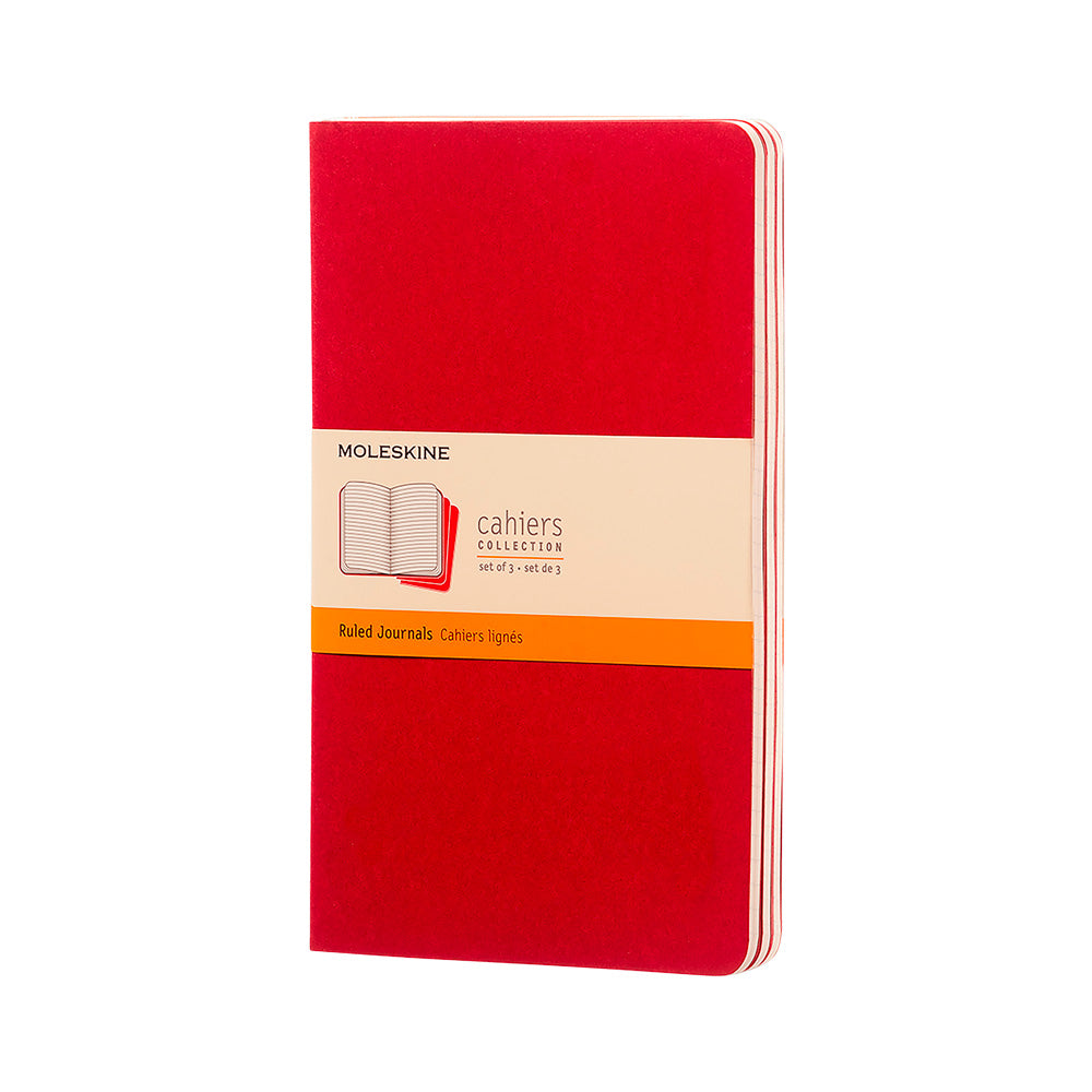 Moleskine Large Softcover Cahier Ruled Journal - Cranberry Red (Set of
