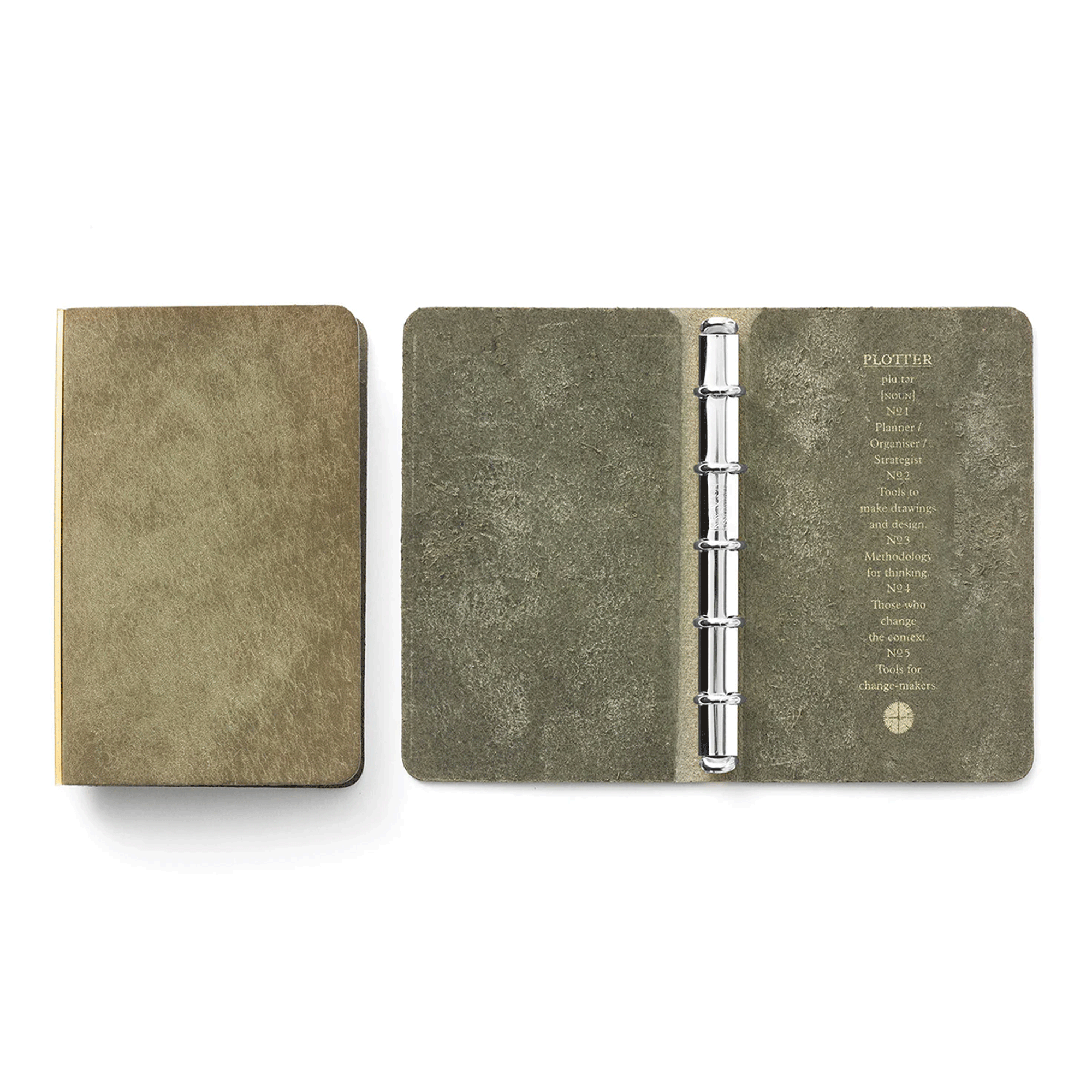 PLOTTER Mini 5 Size Pueblo 5-Ring Leather Binder - Green