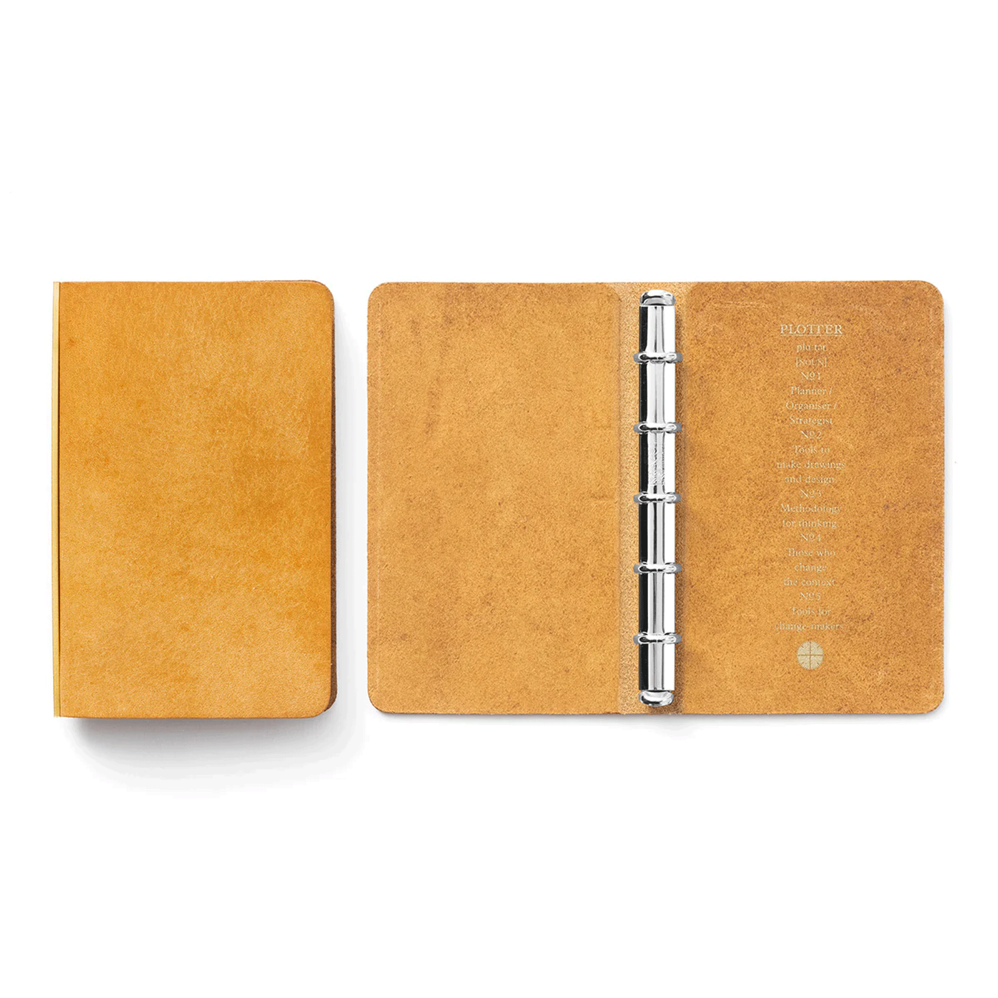 PLOTTER Mini 5 Size Pueblo 5-Ring Leather Binder - Beige