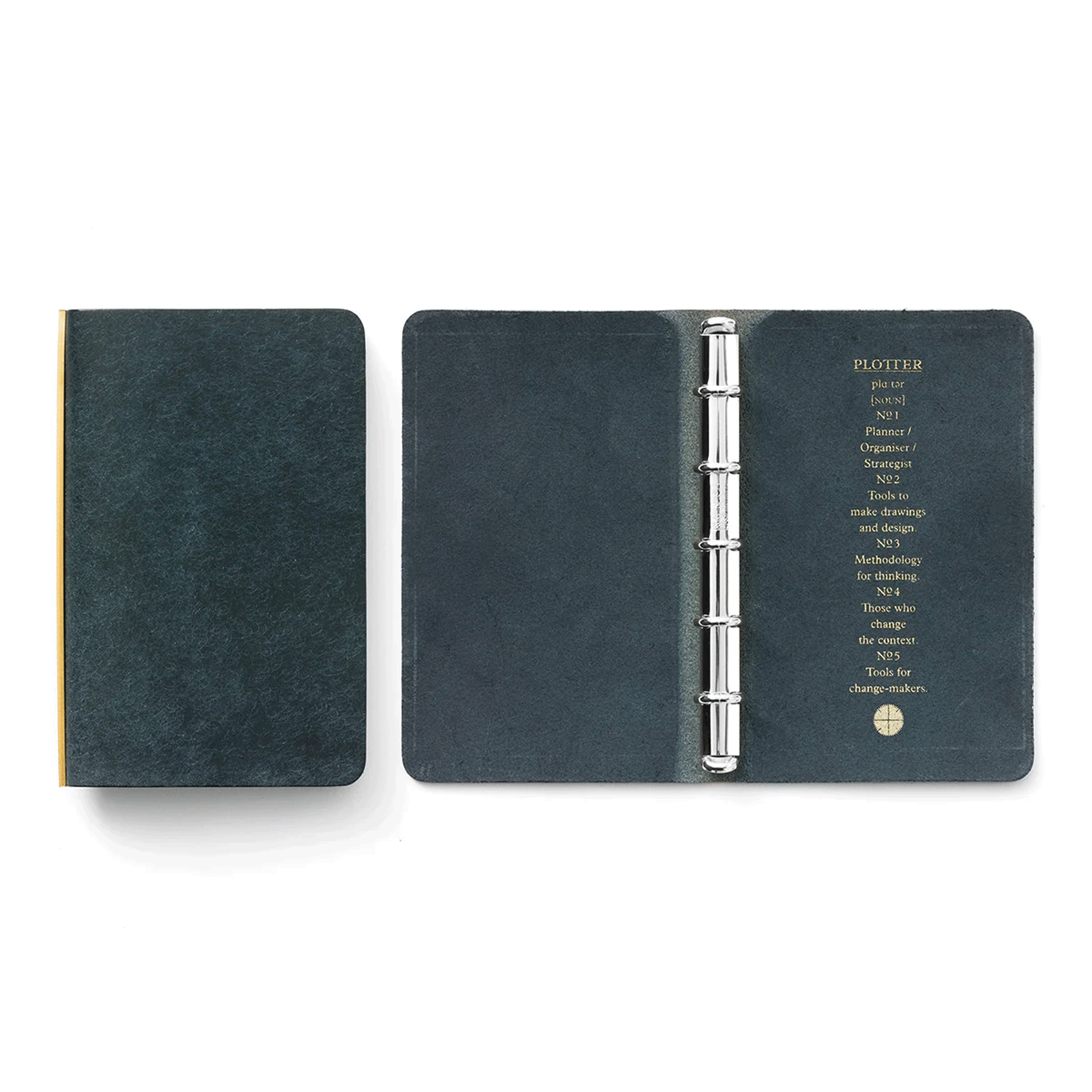 PLOTTER Mini 5 Size Pueblo 5-Ring Leather Binder - Navy