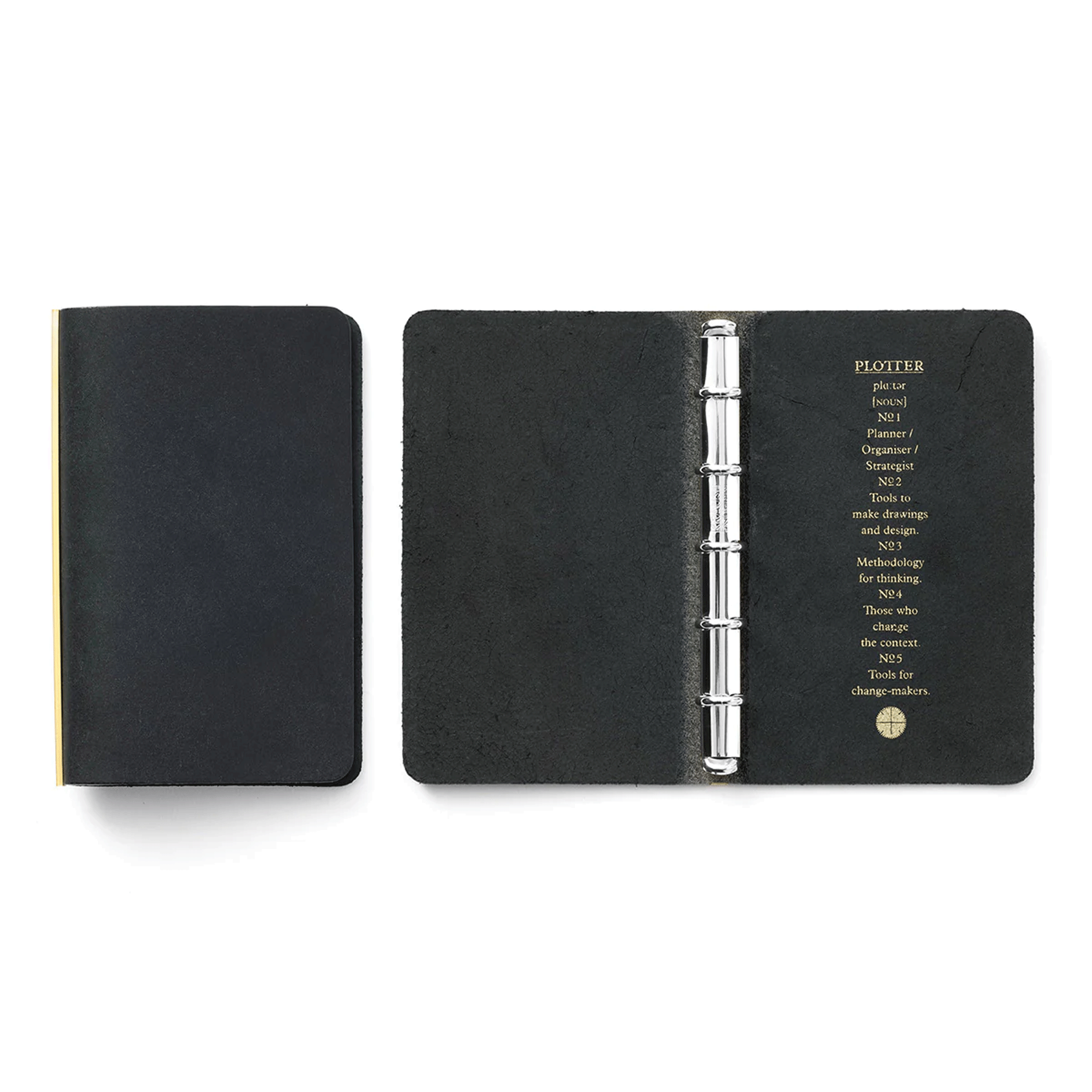 PLOTTER Mini 5 Size Pueblo 5-Ring Leather Binder - Black