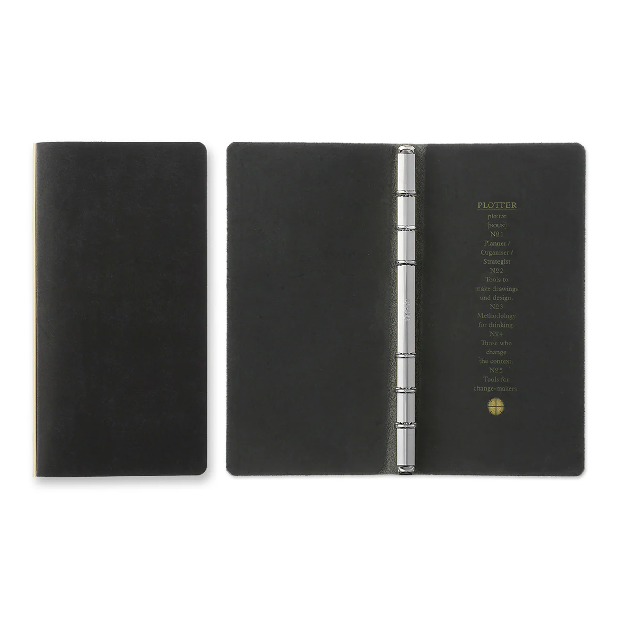 PLOTTER Narrow Size Pueblo 6-Ring Leather Binder - Black