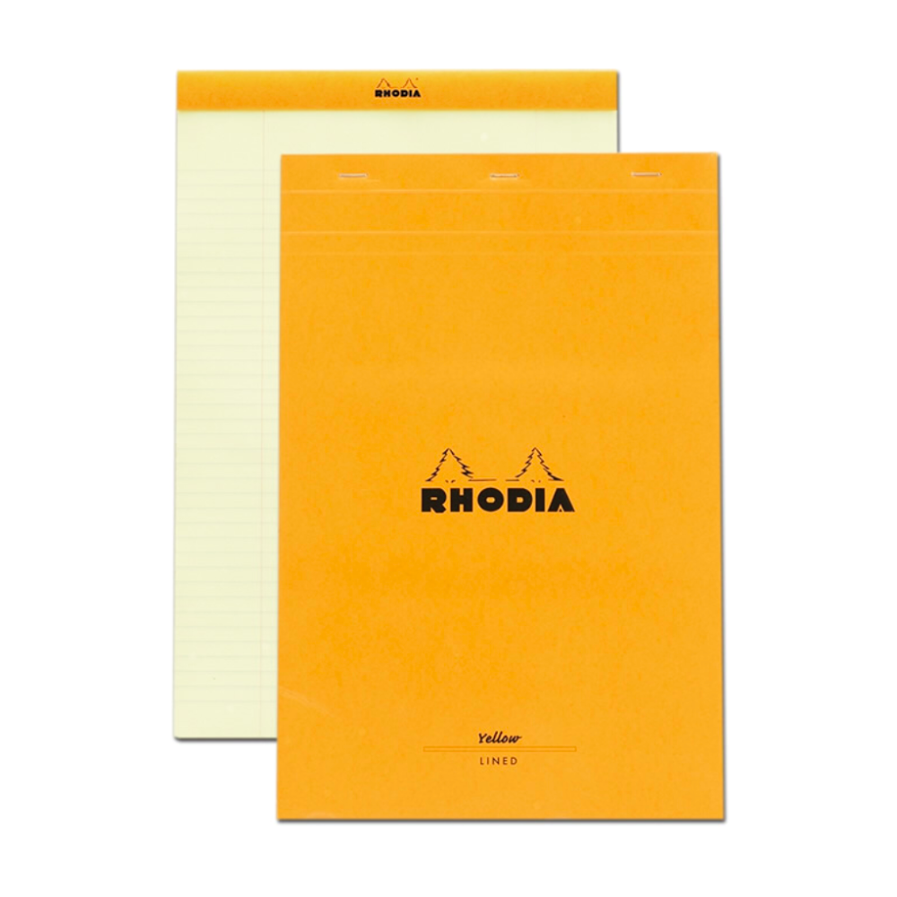 Rhodia #19 Top Staplebound A4+ Yellow Paper Lined with Margin Notepad