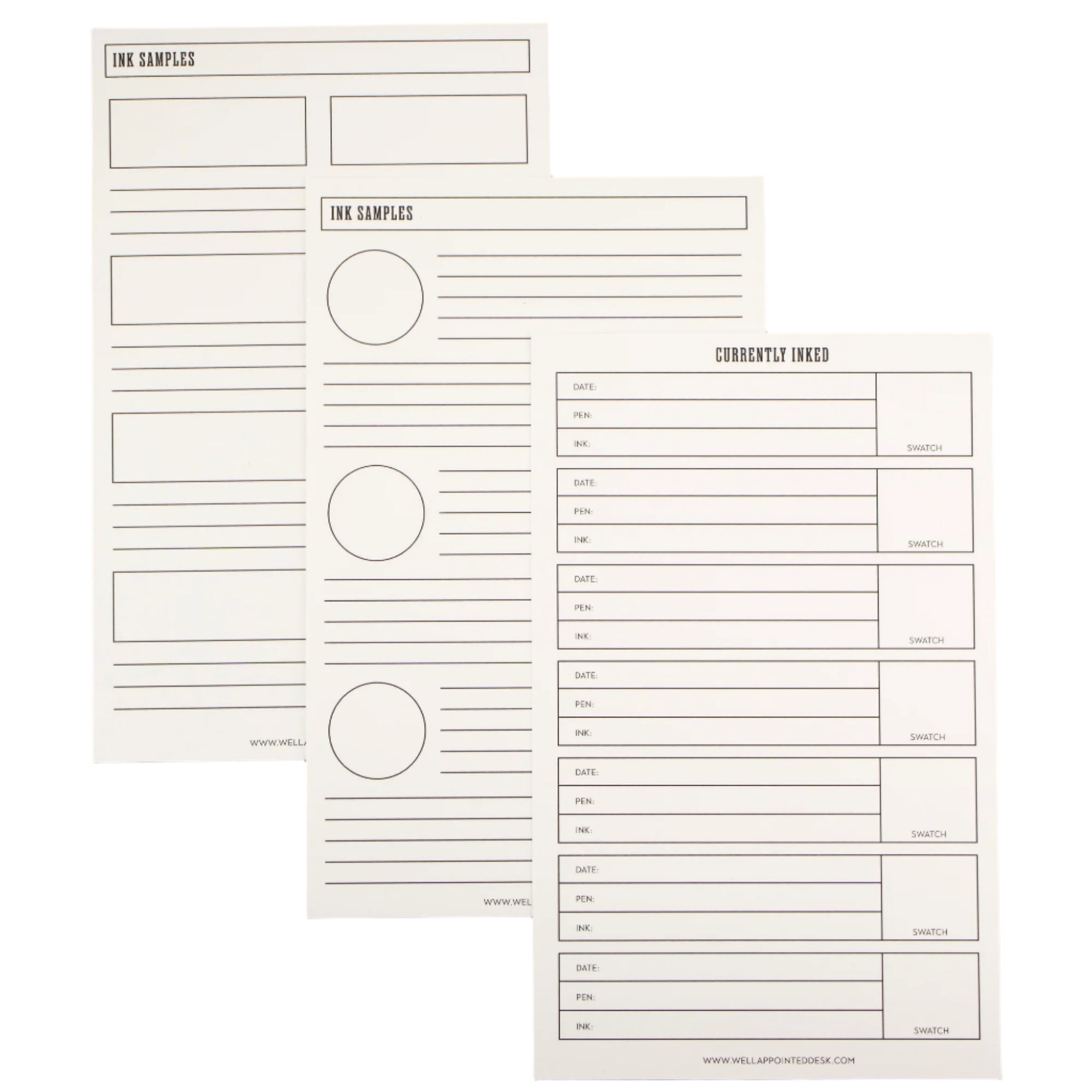 Well Appointed Desk Ink Swatch Guide Sheet Kit (6 Designs, 3 Sheets ...