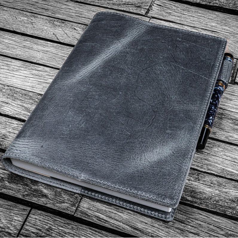 Galen Leather Slim A5 Notebook/Planner Cover - Crazy Horse Smoky ...