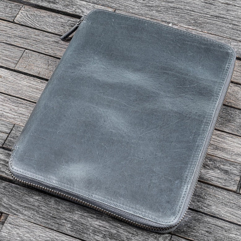 Galen Leather B5 Zippered Notebook Folio - Crazy Horse Smoky ...