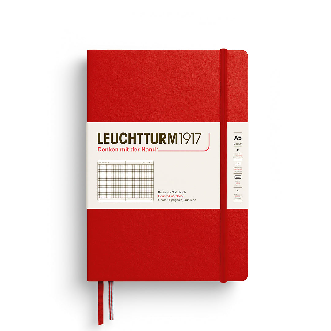 Leuchtturm1917 A5 Medium Hardcover Squared Notebook - Cherry ...
